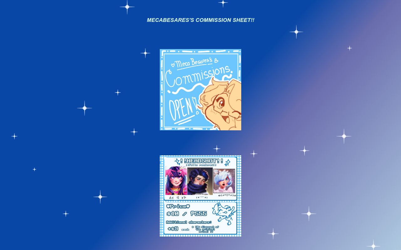 Meca's commission sheet!